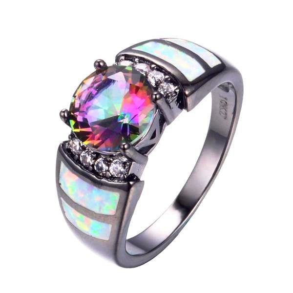 black crystal opal ring