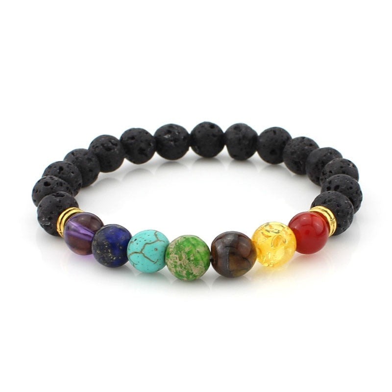 Multicolor Balance Chakra Healing Lava Stone Bracelet