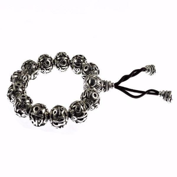 Antique Uchen Silver Prayer Beads Bracelet