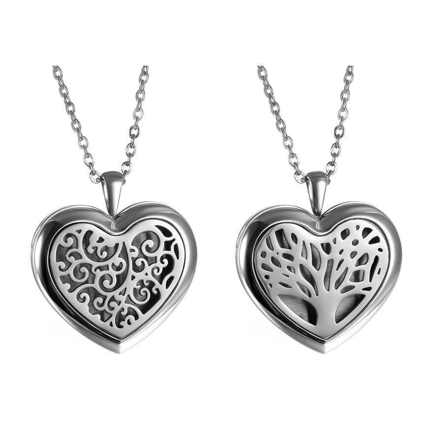 Stainless Steel Aromatherapy Heart Shape Diffuser Necklace
